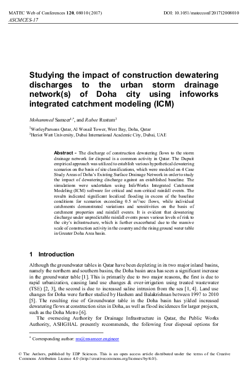 (PDF) Studying the impact of construction dewatering discharges to the ...