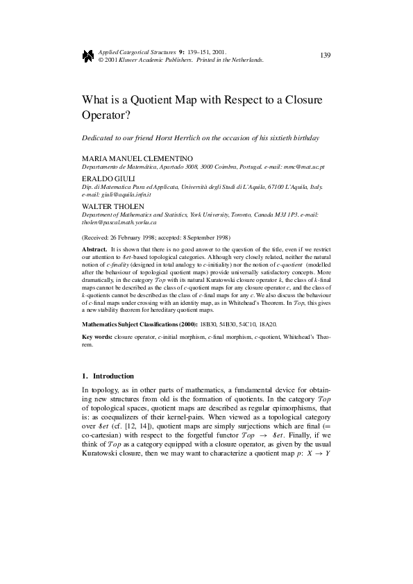 (PDF) What is a quotient map with respect to a closure operator?