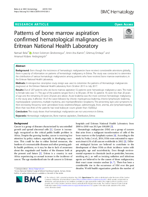 (PDF) Patterns of bone marrow aspiration confirmed hematological ...