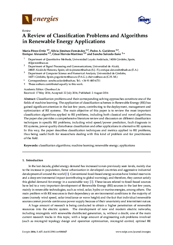 (PDF) A Review of Classification Problems and Algorithms in Renewable ...