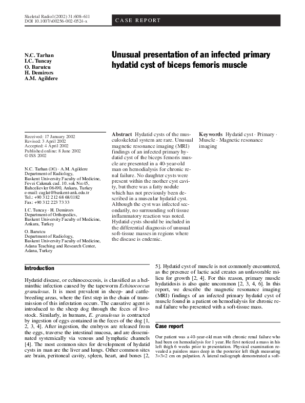 (PDF) Unusual presentation of an infected primary hydatid cyst of ...