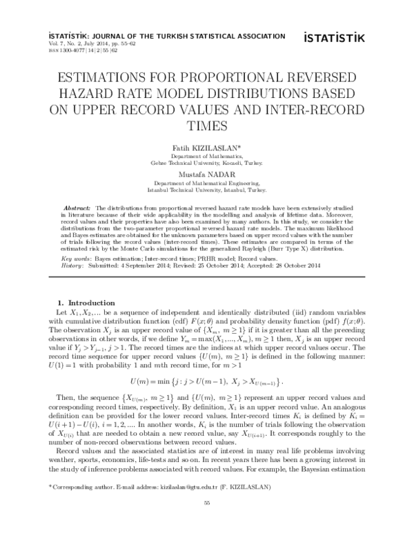 (PDF) Estimations for proportional reversed hazard rate model distributions based on upper ...