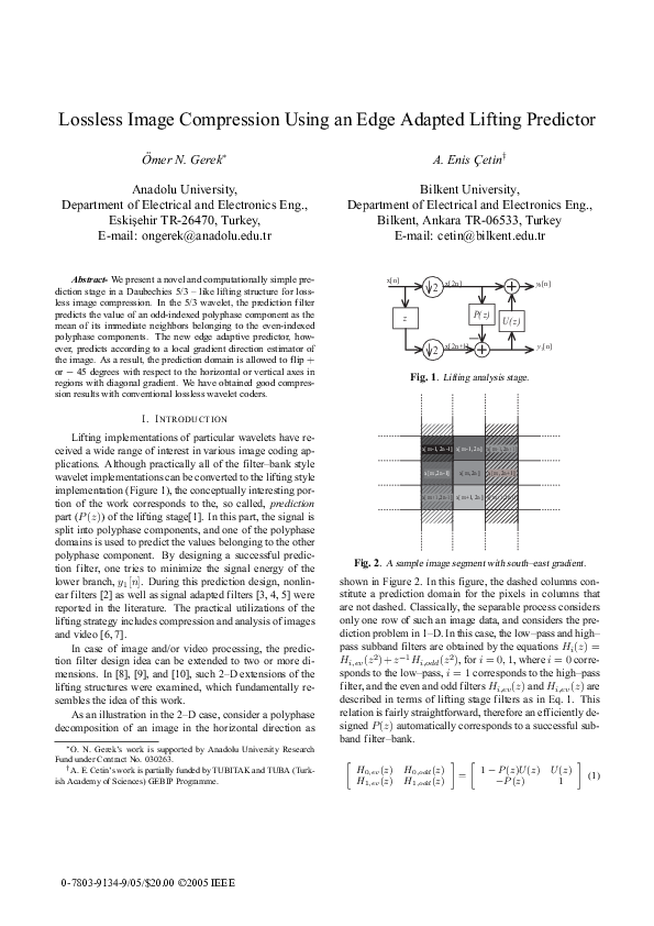 Pdf Lossless Image Compression Using An Edge Adapted Lifting Predictor