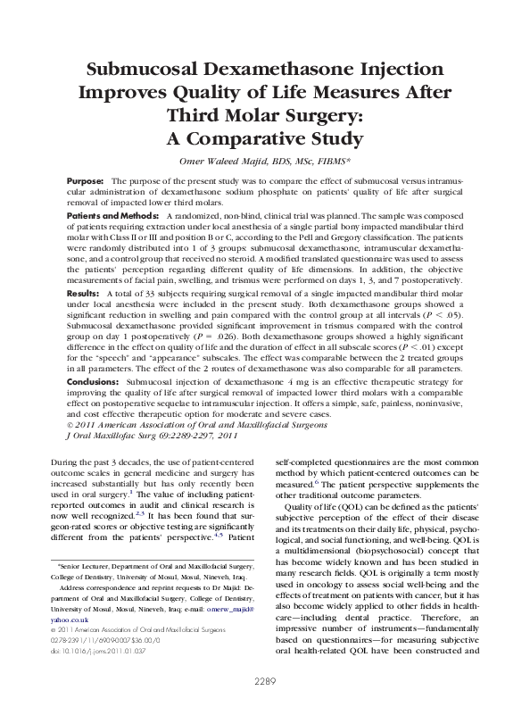 (PDF) Submucosal Dexamethasone Injection Improves Quality of Life ...