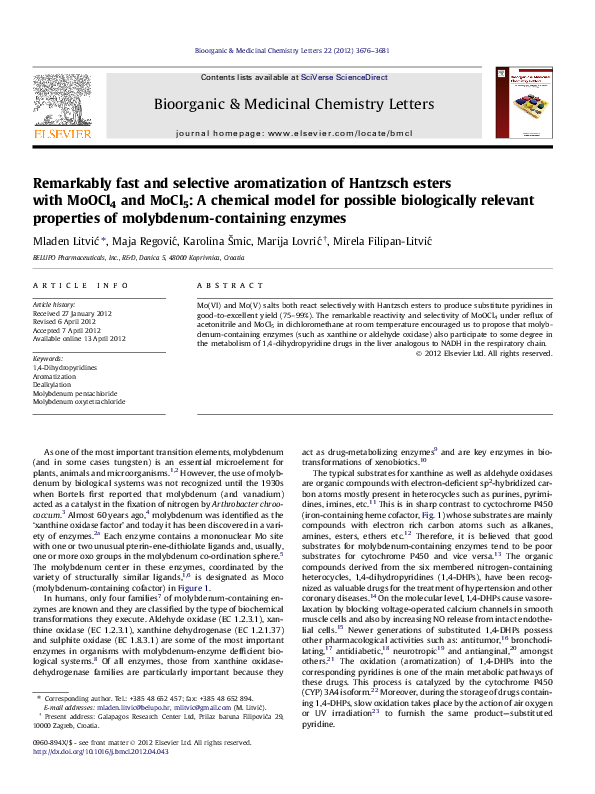 (PDF) Remarkably fast and selective aromatization of Hantzsch esters ...