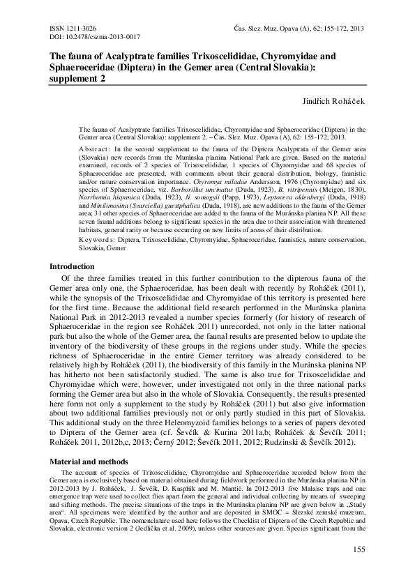(PDF) The fauna of Acalyptrate families Trixoscelididae, Chyromyidae ...