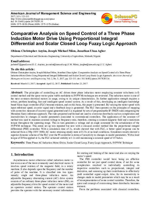 (PDF) Comparative Analysis on Speed Control of a Three Phase Induction ...
