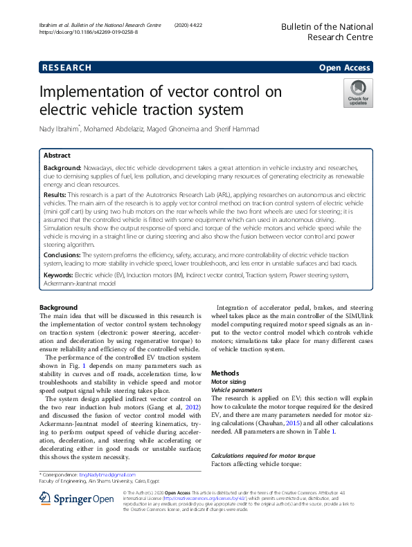(PDF) Implementation of vector control on electric vehicle traction system