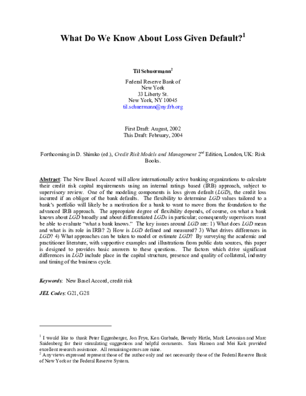 (PDF) What do We Know about Loss Given Default?
