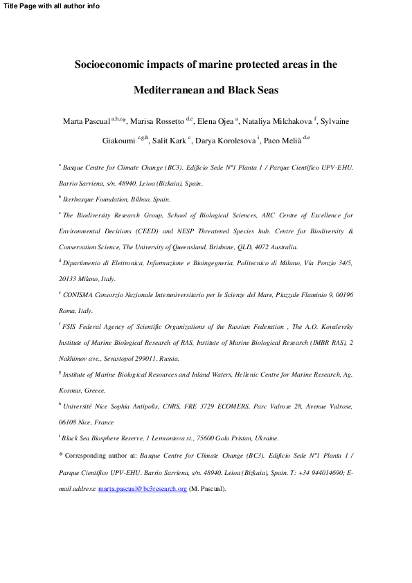 (PDF) Socioeconomic impacts of marine protected areas in the ...
