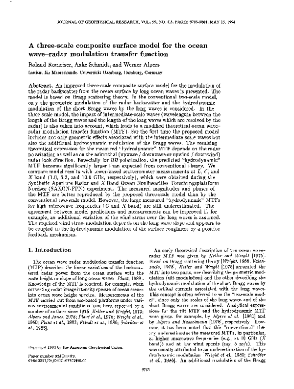 (PDF) A three-scale composite surface model for the ocean wave–radar ...