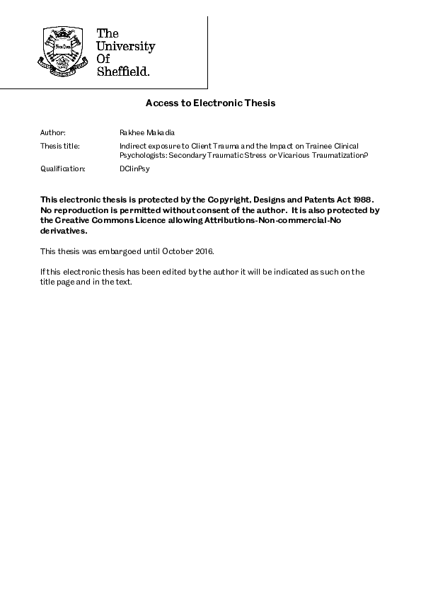 (PDF) Indirect exposure to client trauma and the impact on trainee ...