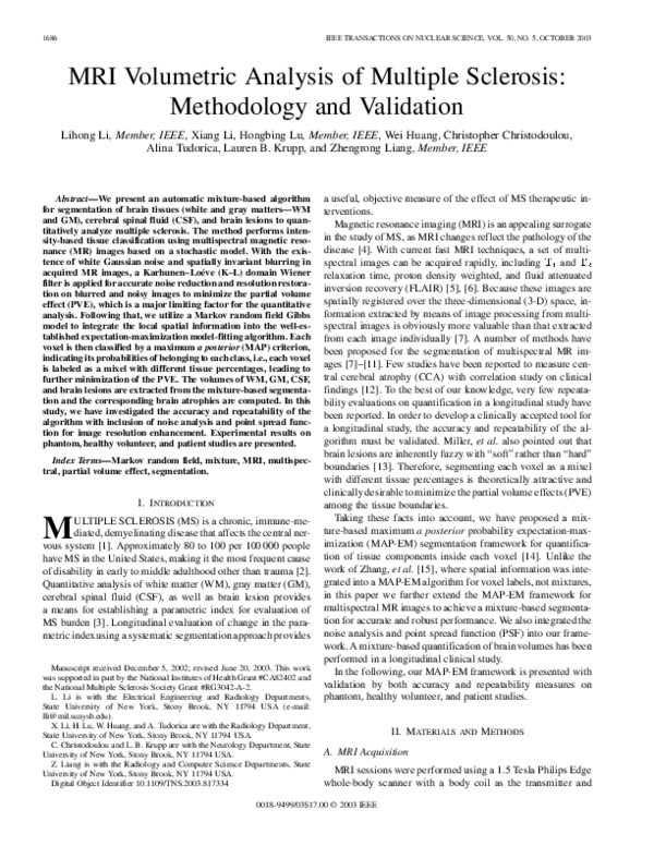 (PDF) MRI volumetric analysis of multiple sclerosis: methodology and ...