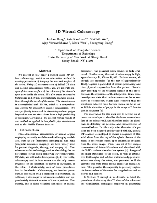 (PDF) 3D virtual colonoscopy