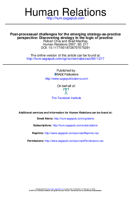 (PDF) Post-processual challenges for the emerging strategy-as-practice ...