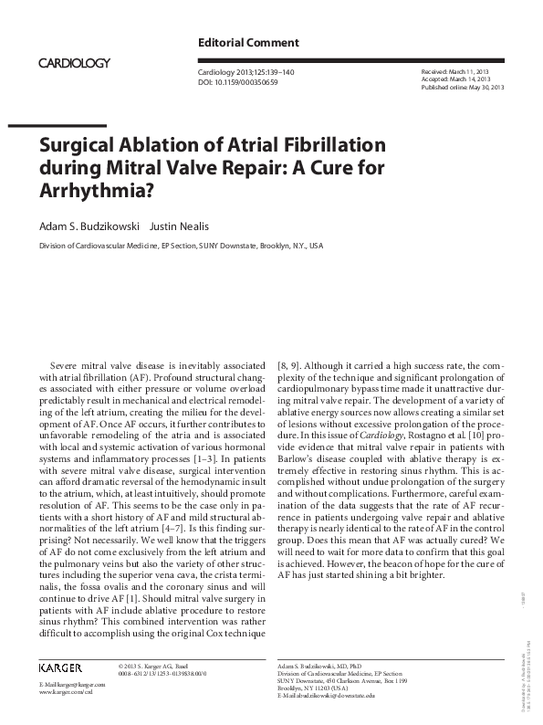 (PDF) Surgical Ablation of Atrial Fibrillation during Mitral Valve ...