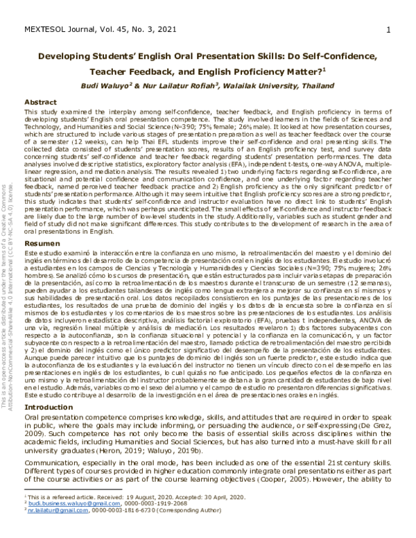 (PDF) Developing Students' English Oral Presentation Skills: Do Self ...