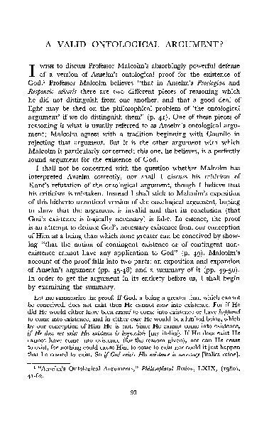 (PDF) A Valid Ontological Argument?