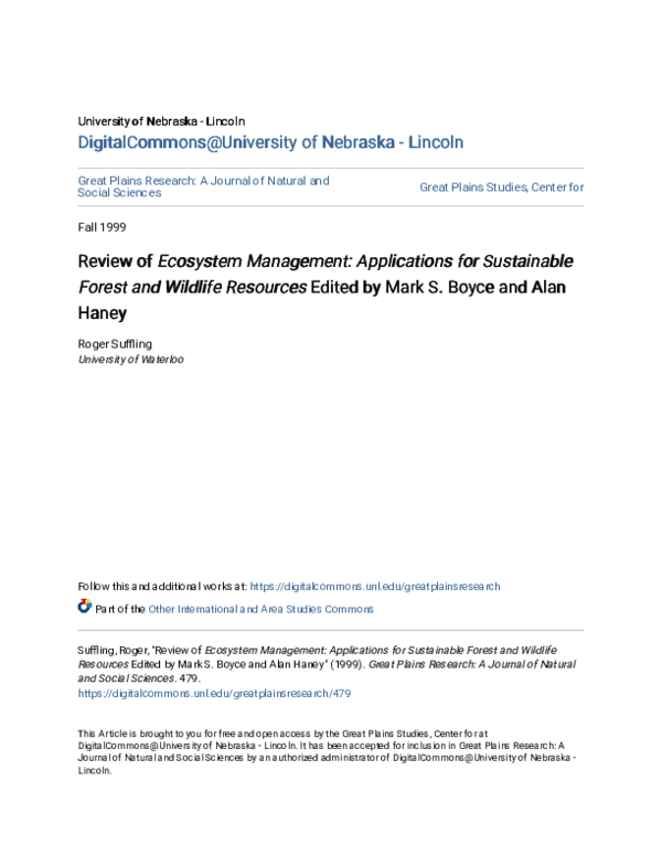 (PDF) Ecosystem Management for Forest Sustainability