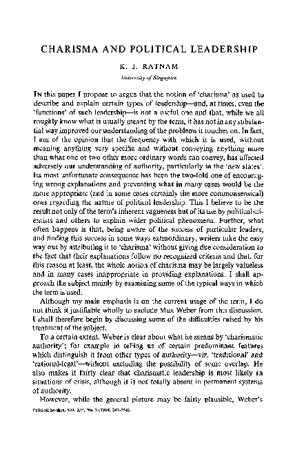 (PDF) Charisma and political leadership
