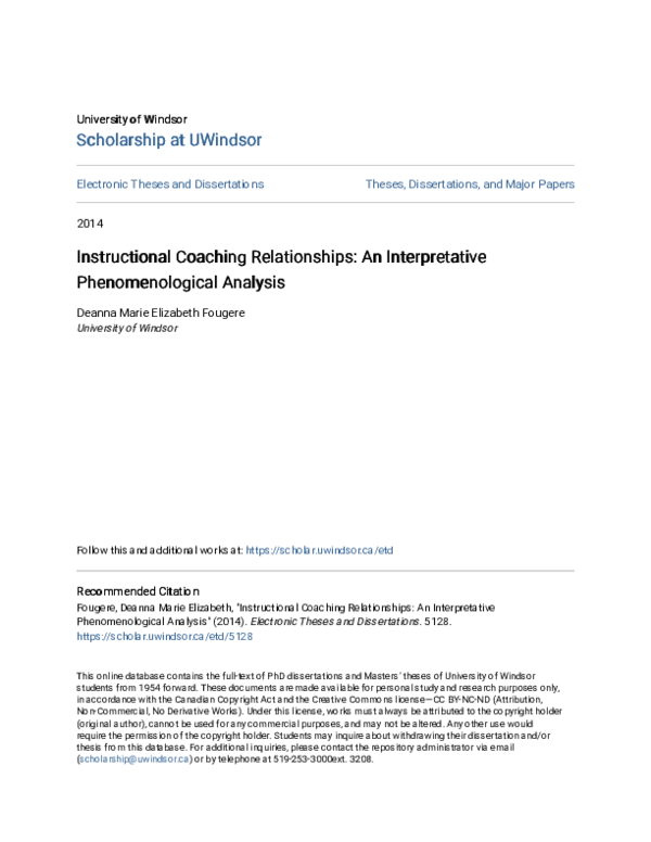 (PDF) Instructional Coaching Relationships: An Interpretative ...