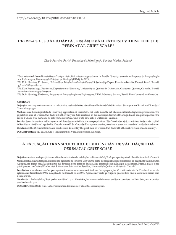 (PDF) Cross-Cultural Adaptation and Validation Evidence of the ...