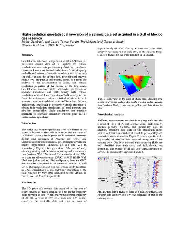 (PDF) High‐resolution geostatistical inversion of a seismic data set acquired in a Gulf of ...