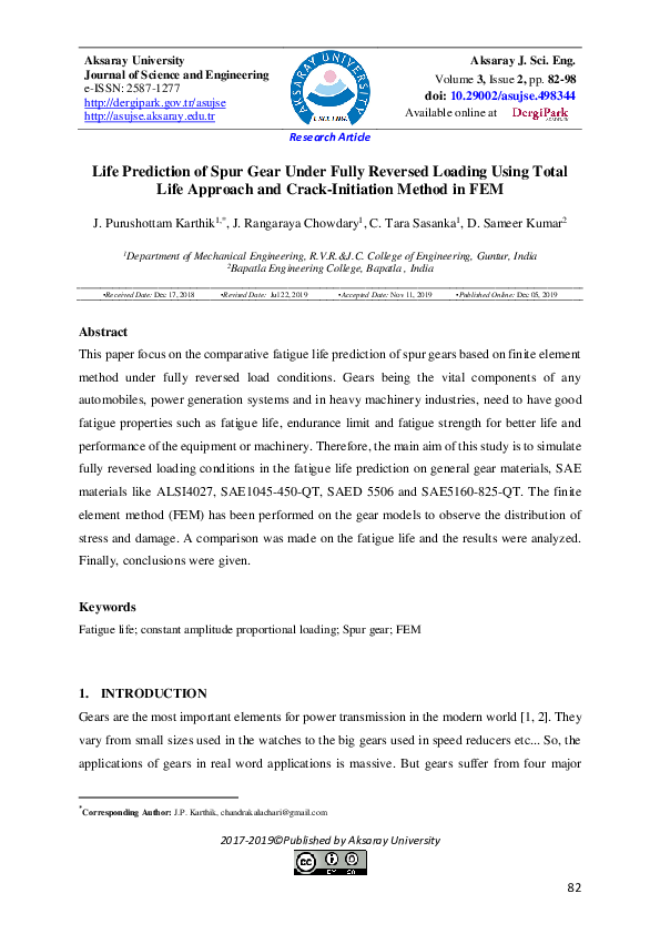 (PDF) Life Prediction of Spur Gear Under Fully Reversed Loading Using ...