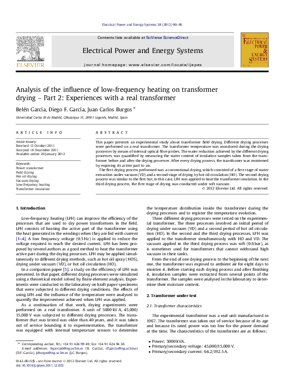 (PDF) Analysis of the influence of low-frequency heating on transformer ...