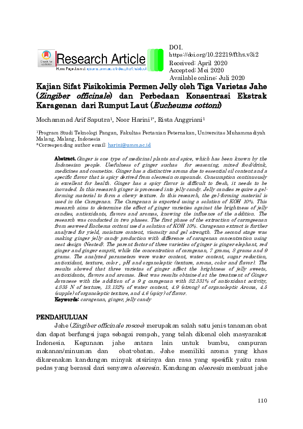 (PDF) Kajian Sifat Fisikokimia Permen Jelly oleh Tiga Varietas Jahe ...