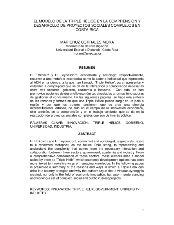 (PDF) El modelo de la triple hélice en la comprensión y desarrollo de ...