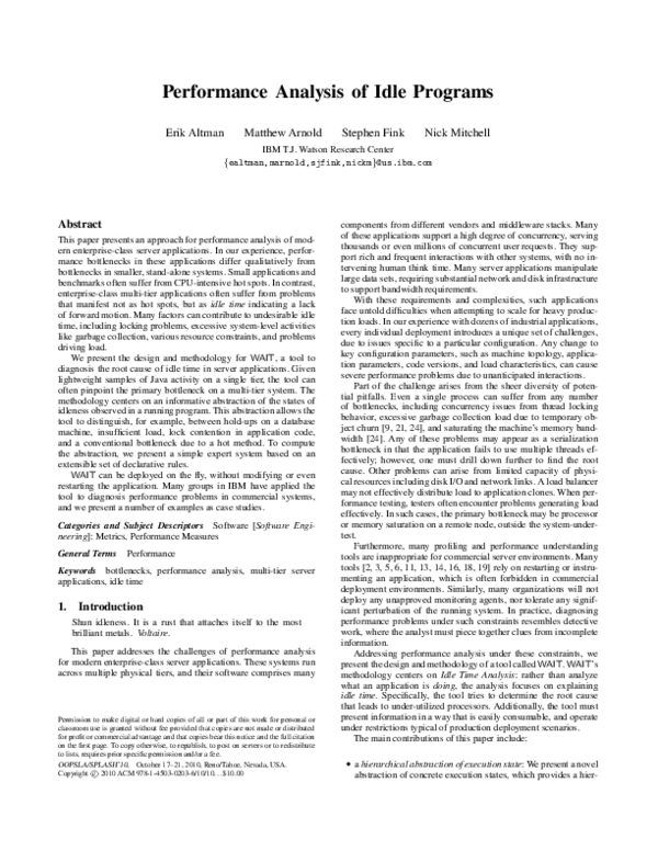 (PDF) Performance analysis of idle programs | James Noble - Academia.edu