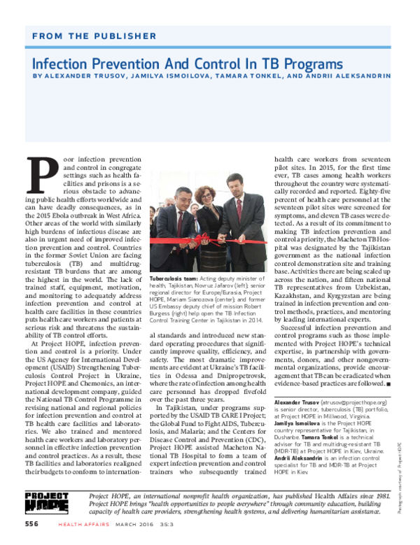 (PDF) Infection Prevention And Control In TB Programs