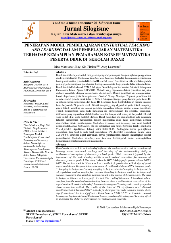 (PDF) Penerapan Model Pembelajaran Contextual Teaching and Learning (CTL) Untuk Meningkatkan ...