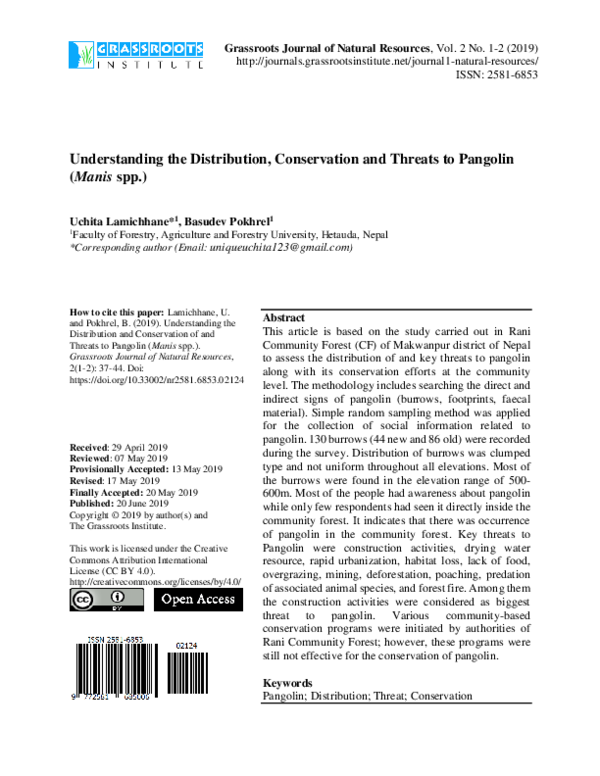 (PDF) Understanding the Distribution, Conservation and Threats to ...