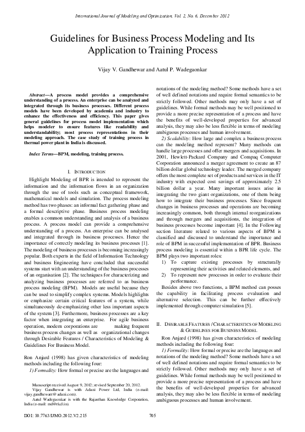 (PDF) Guidelines for Business Process Modeling and ItsApplication to ...