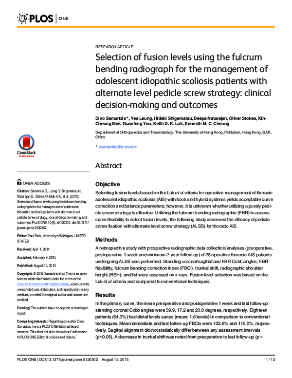 (PDF) Selection of fusion levels using the fulcrum bending radiograph ...