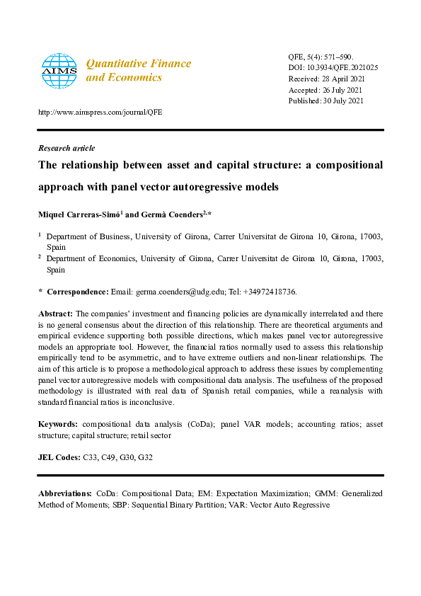 (PDF) The relationship between asset and capital structure: a ...