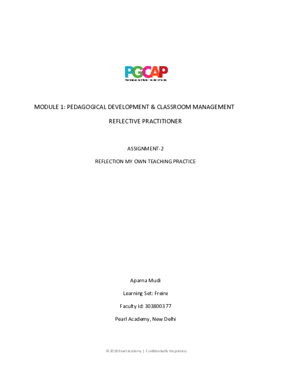 (PDF) Pedagogical Development & Classroom Management Reflective ...