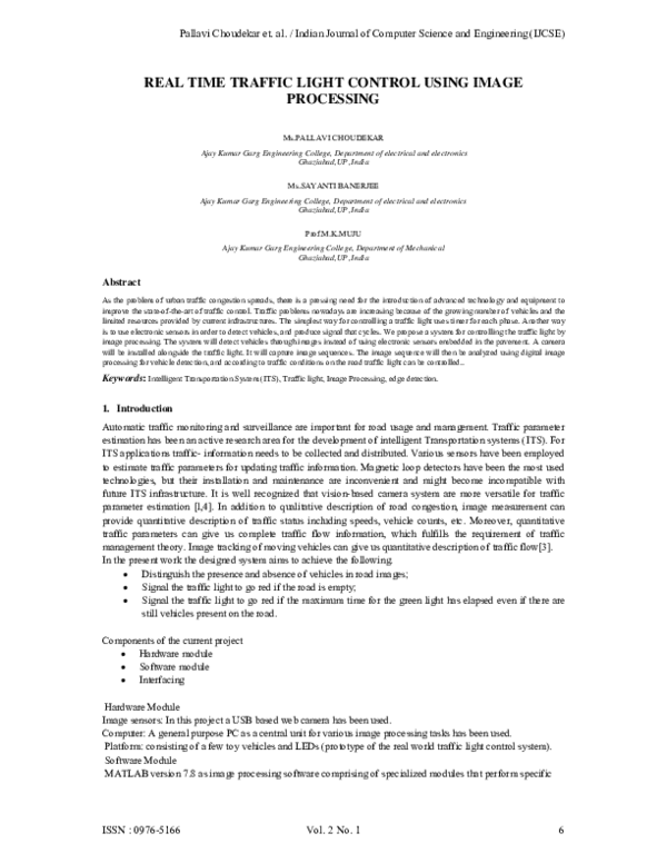 (PDF) Real Time Traffic Light Control Using Image Processing | Dr.Pallavi Choudekar - Academia.edu
