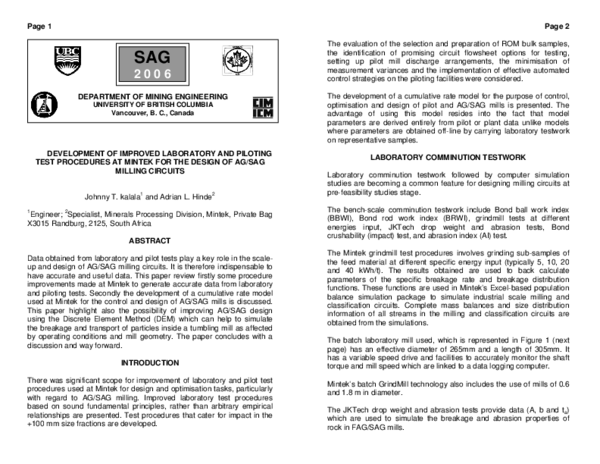 (PDF) Development of improved laboratory and piloting test procedures ...