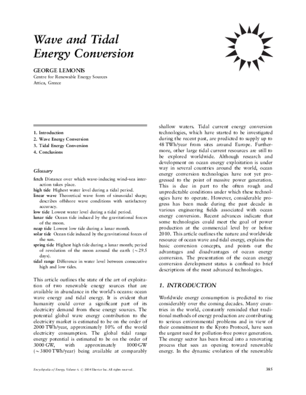 (PDF) Wave and tidal energy conversion