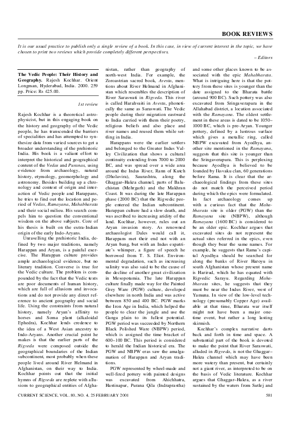 (PDF) The Vedic People: Their History and