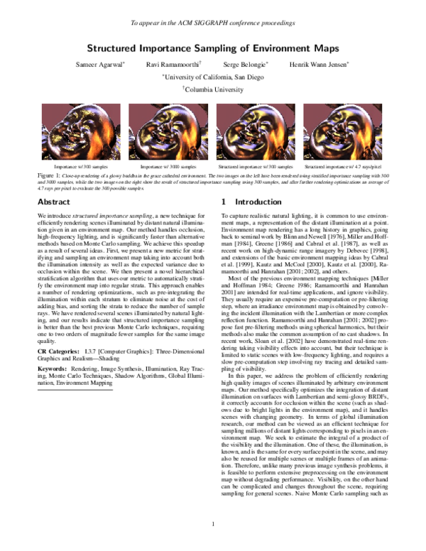 (PDF) Structured importance sampling of environment maps