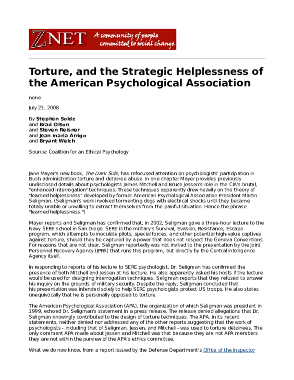 (PDF) Torture and the strategic helplessness of the American ...