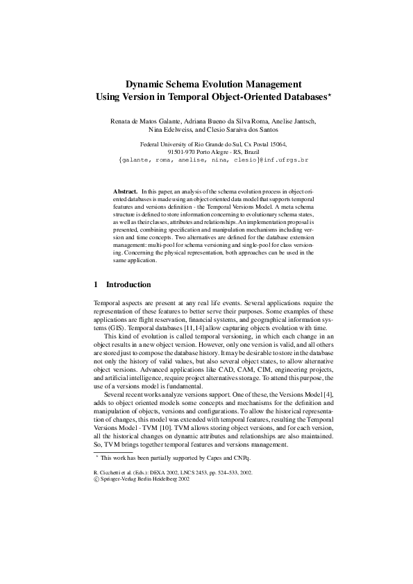 (PDF) Dynamic schema evolution management using version in Temporal object-oriented databases