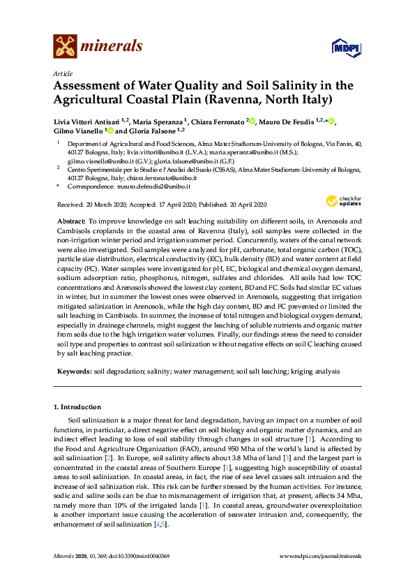 (PDF) Assessment of Water Quality and Soil Salinity in the Agricultural ...