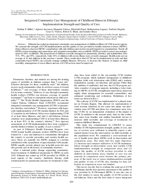 (PDF) Integrated Community Case Management of Childhood Illnesses in ...