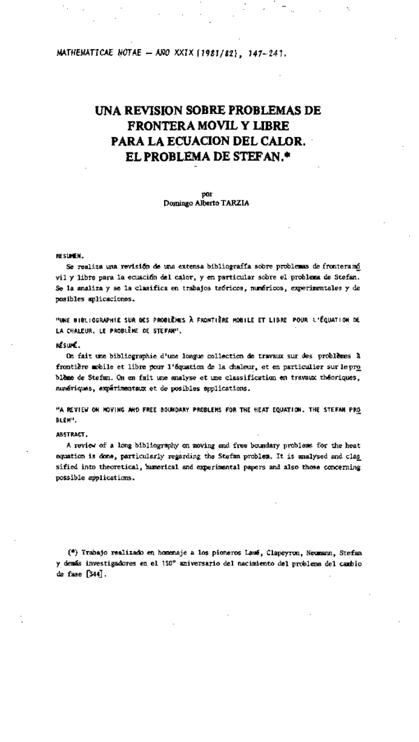 (PDF) A review on moving and free boundary problems for the heat équation. The Stefan problem