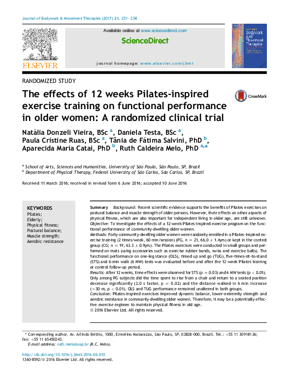(PDF) The effects of 12 weeks Pilates-inspired exercise training on ...